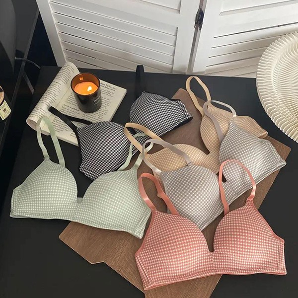 Grameen Check printed T-Shirt Bra